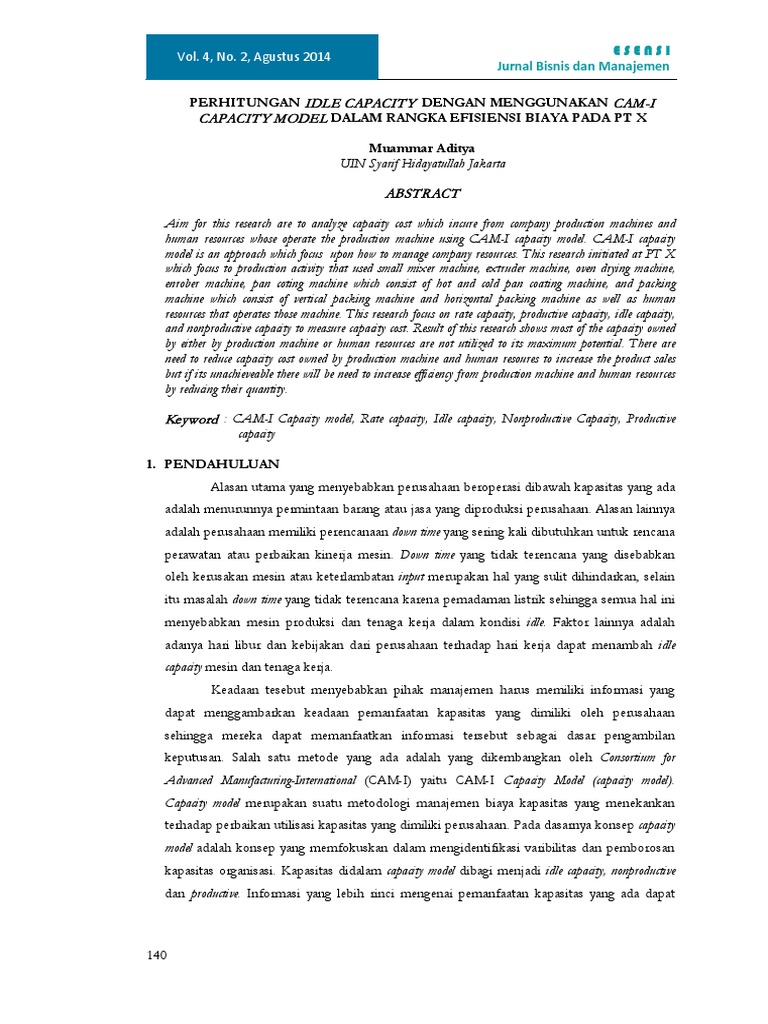 ID Perhitungan Idle Capacity Dengan Menggun | PDF