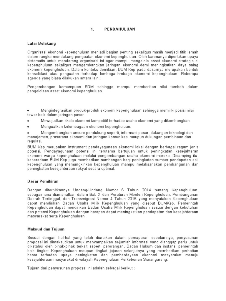 Contoh Proposal Bumdes | PDF