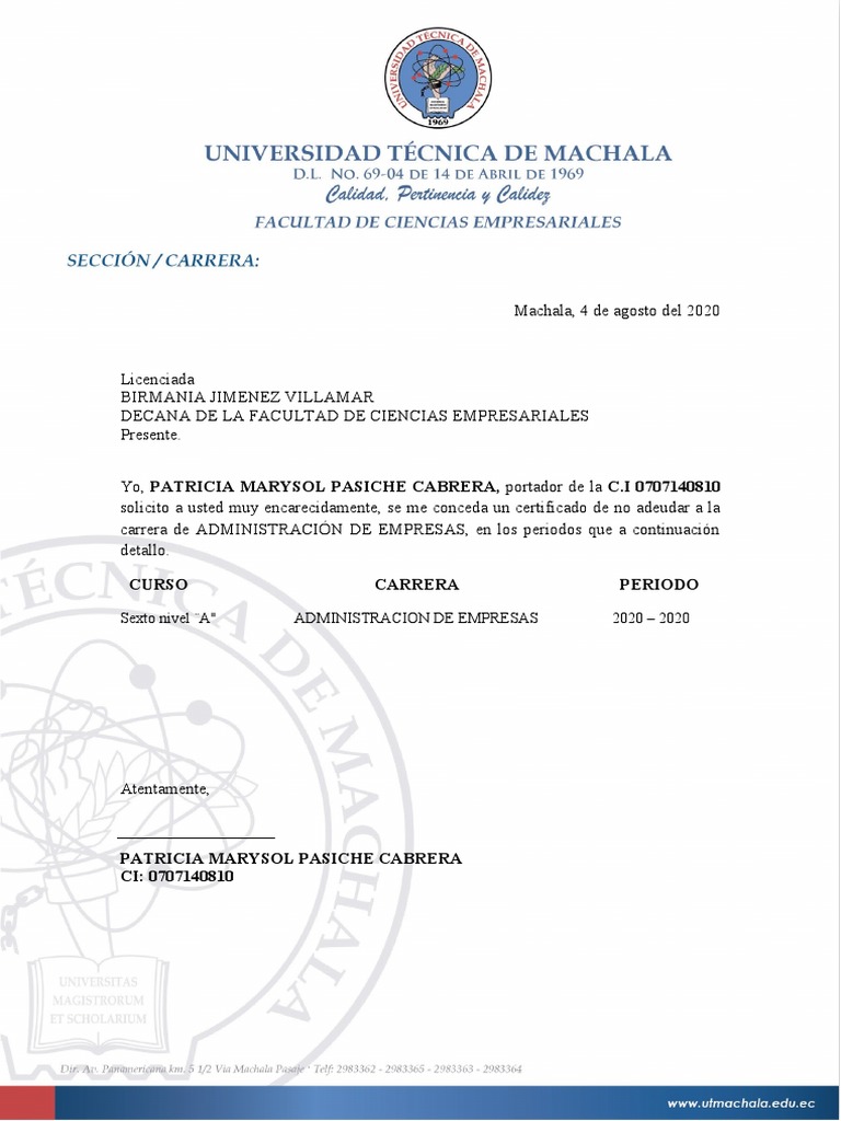 Solicitud de No Adeudar .8 | PDF