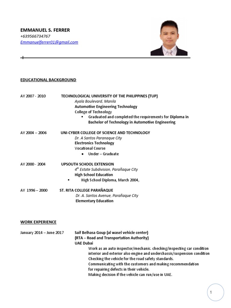 Emmanuel S. Ferrer: Educational Background | PDF | Car | General Motors