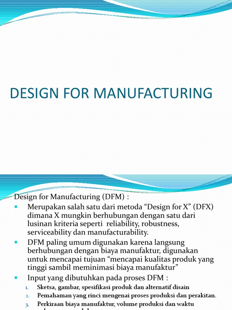 Metode Design for Manufacturing (DFM) | PDF | Bisnis | Komputer