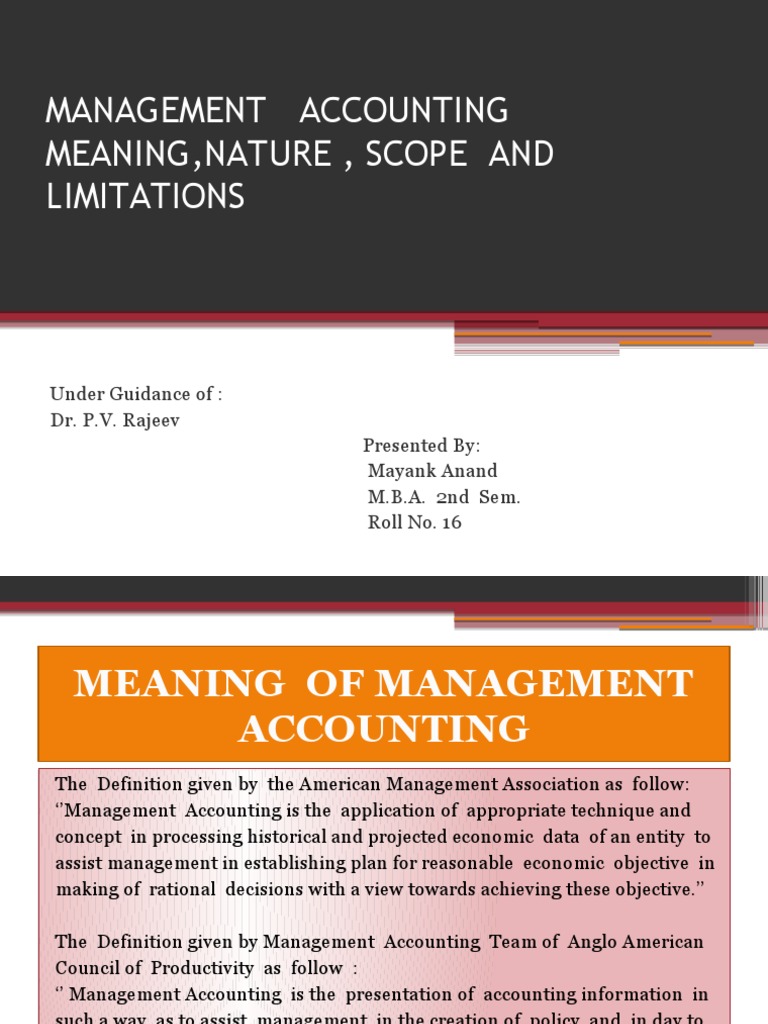 Management Accounting Meaning, Nature, Scope and Limitations | PDF ...