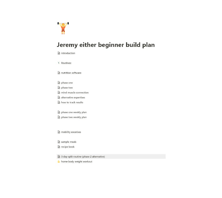 START HERE - Jeremy Either Beginner Build Plan | PDF