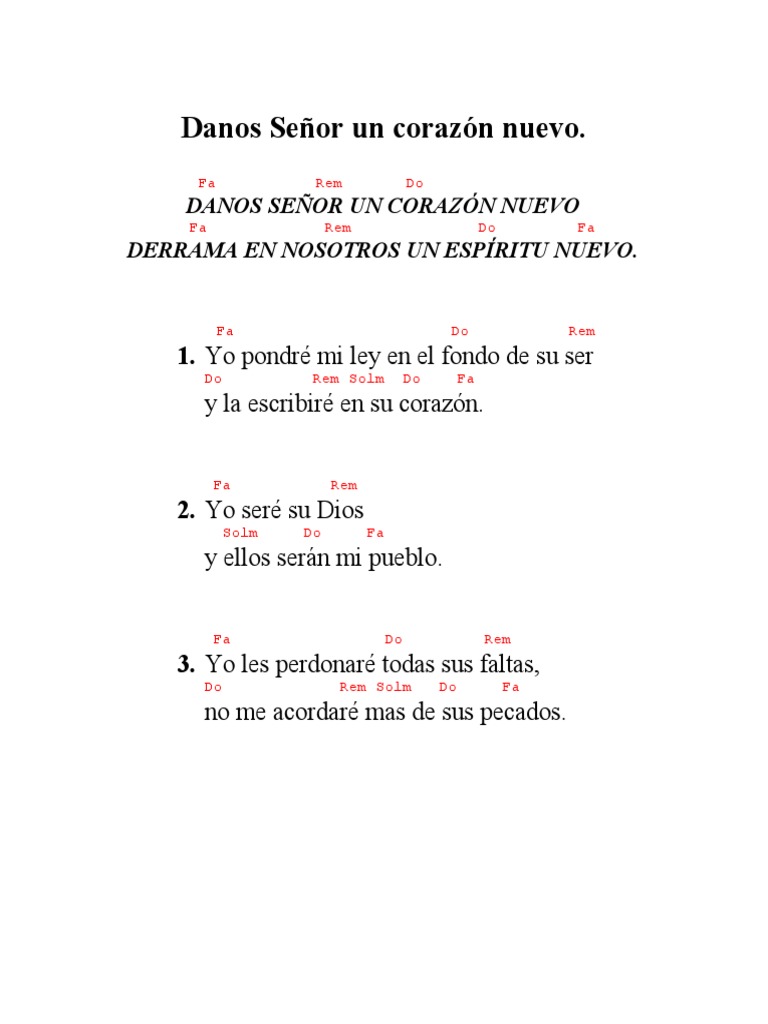 Letra y acordes: Danos un corazón nuevo | PDF