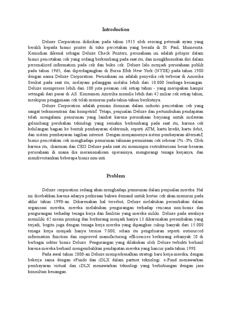 Deluxe Corporation Study Case Solution | PDF