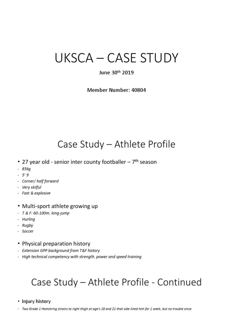 UKSCA - Case Studypptx | PDF | Human Anatomy | Physical Exercise