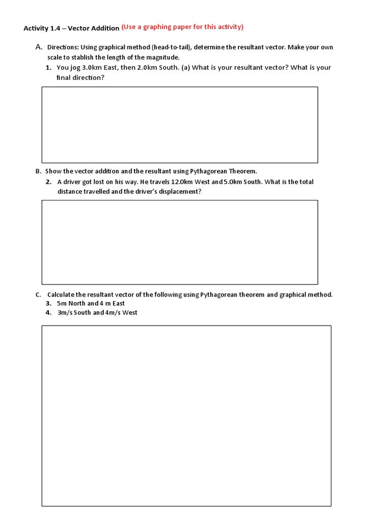 Vector Addition Exercises Guide | PDF