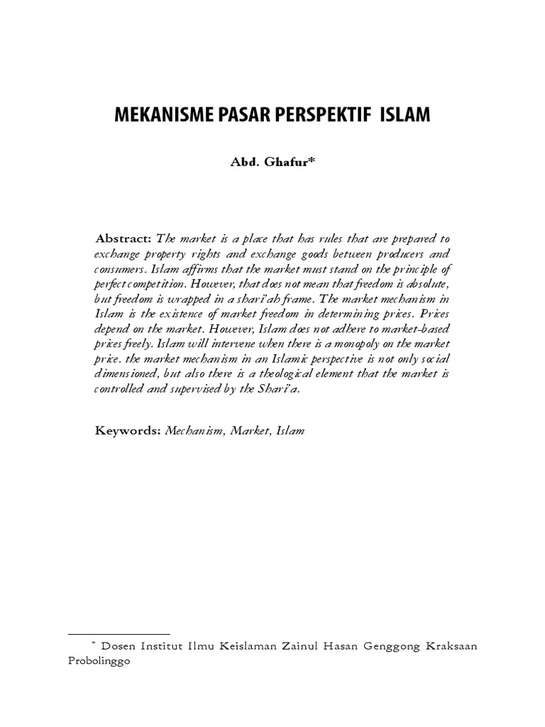 Mekanisme Pasar Dalam Islam | PDF