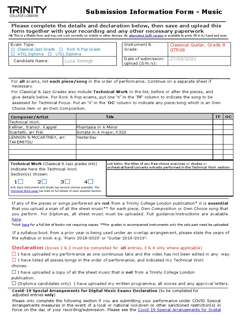 Submission Information Form Music Secure | PDF | Sheet Music ...