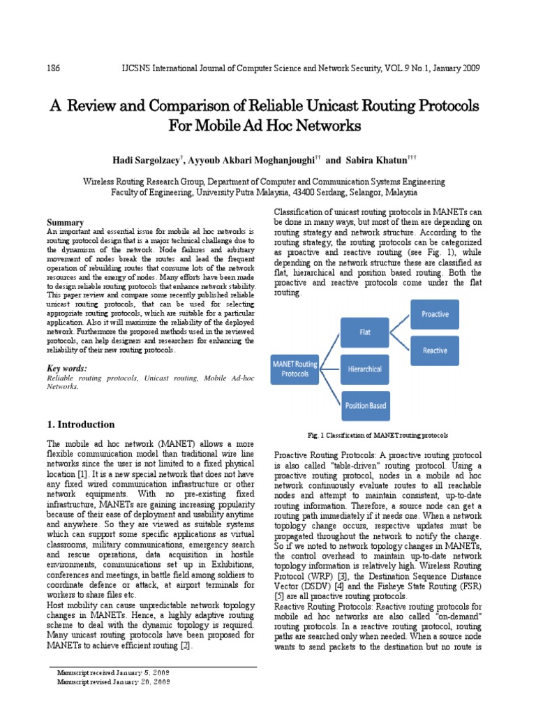 A Review and Comparison of Reliable Unicast Routing Protocols For ...