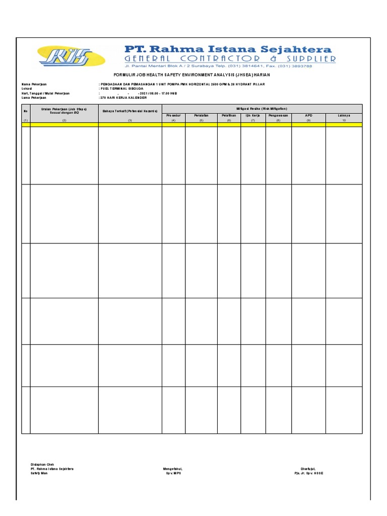 Form JSA Harian | PDF