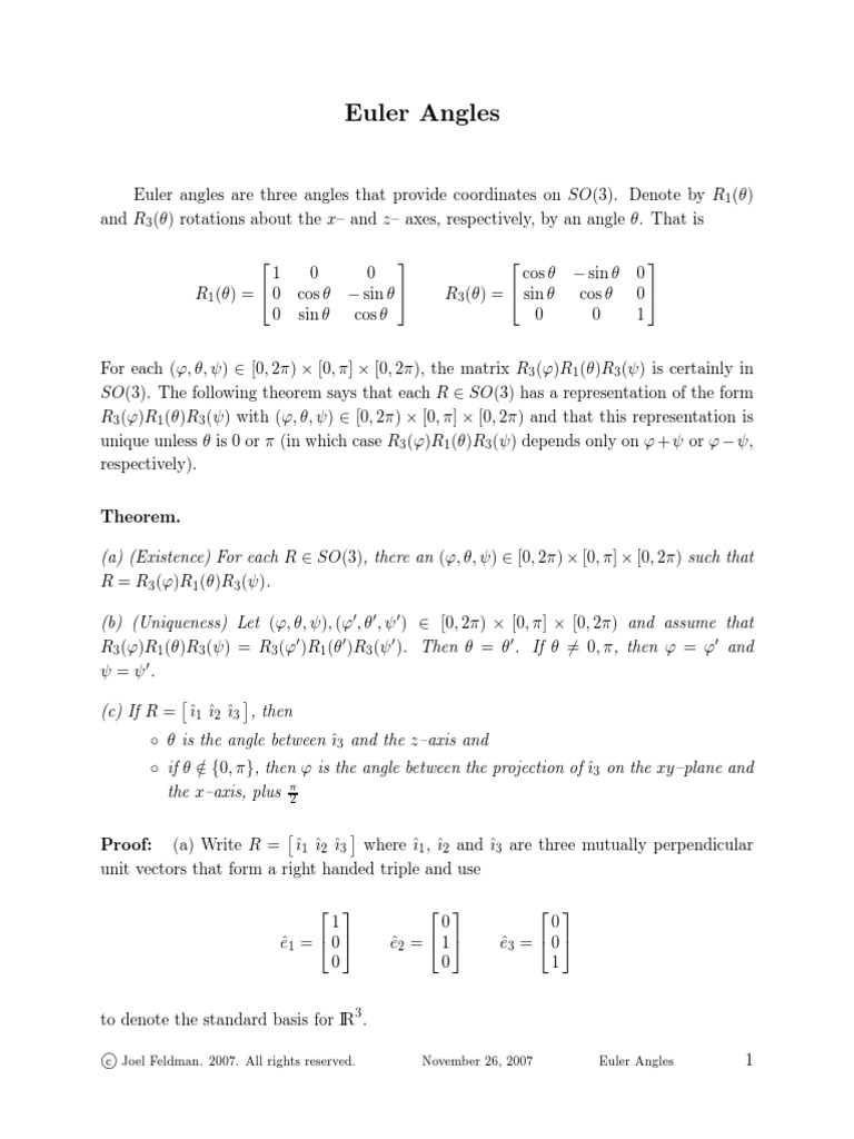 Euler | PDF | Angle | Coordinate System