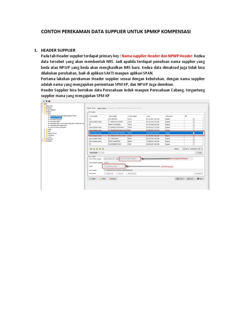 Contoh Perekaman Data Supplier Untuk SPMKP Kompensasi | PDF