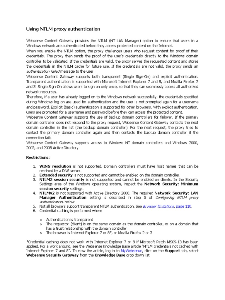 Enabling NTLM Authentication On WCG | PDF | Proxy Server | Active Directory