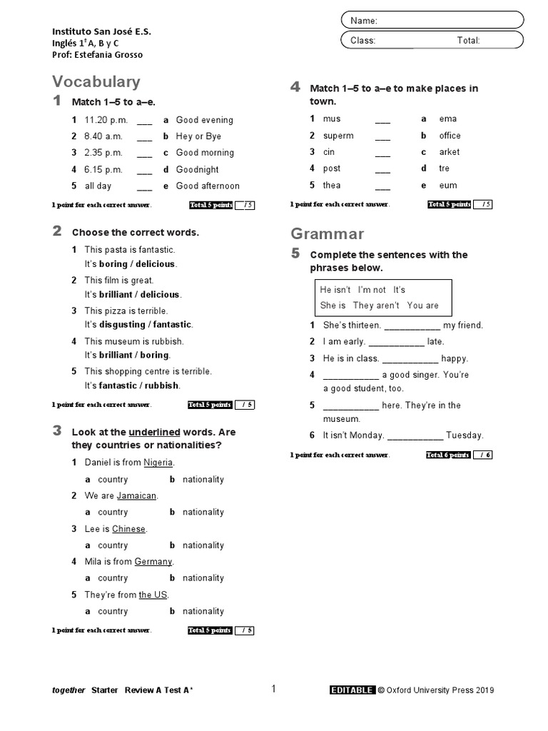 Review 1ro 2021 Units 1 and 2 | PDF | Grammar | Linguistics