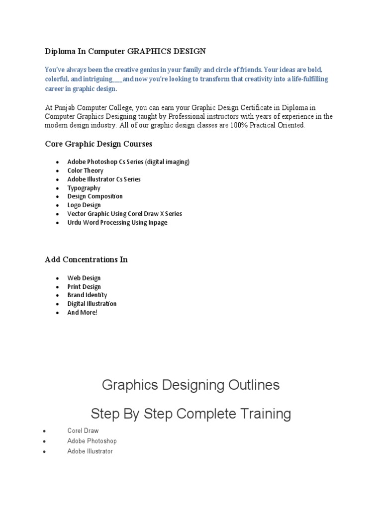 Graphics Designing Outlines | PDF | Adobe Illustrator | Graphic Design