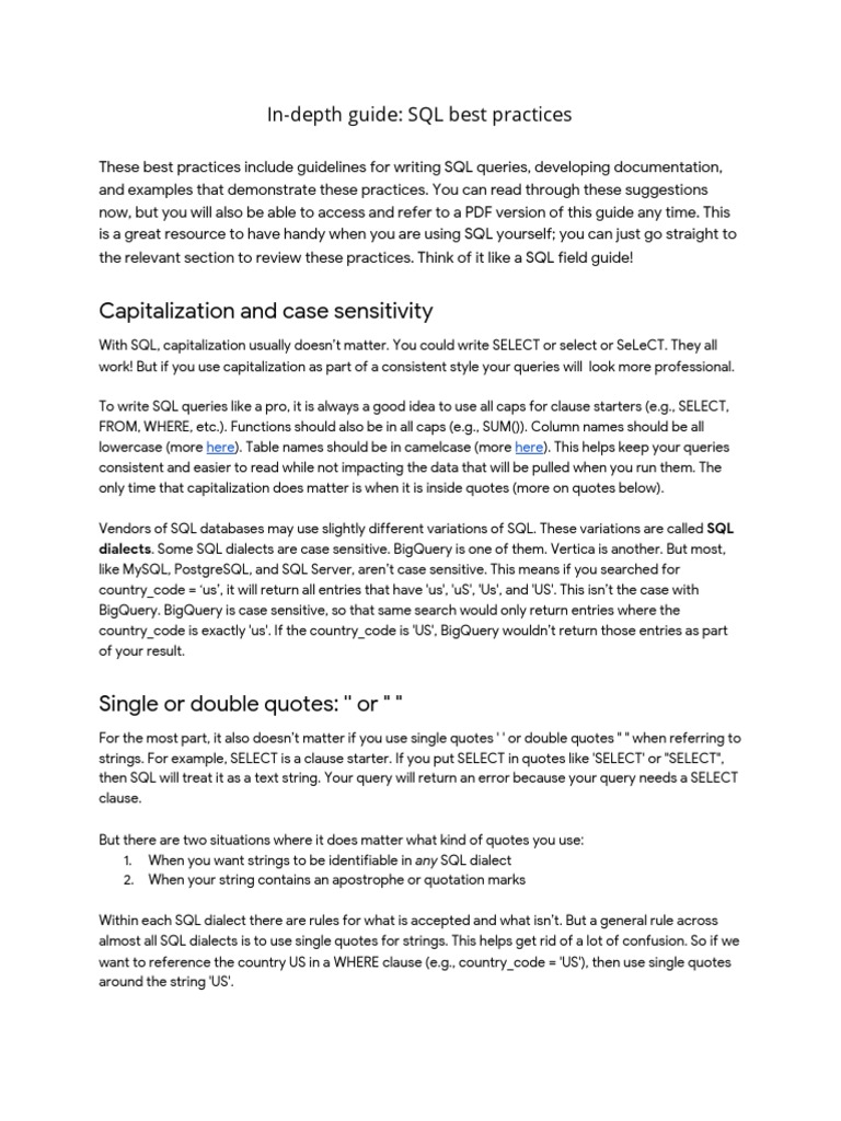 Capitalization and Case Sensitivity: In-Depth Guide: SQL Best Practices ...