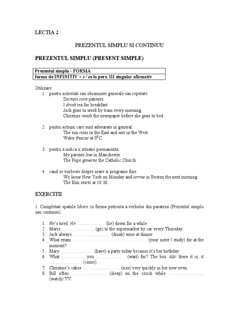 Prezentul Simplu (Present Simple) | PDF | Sociology | Family