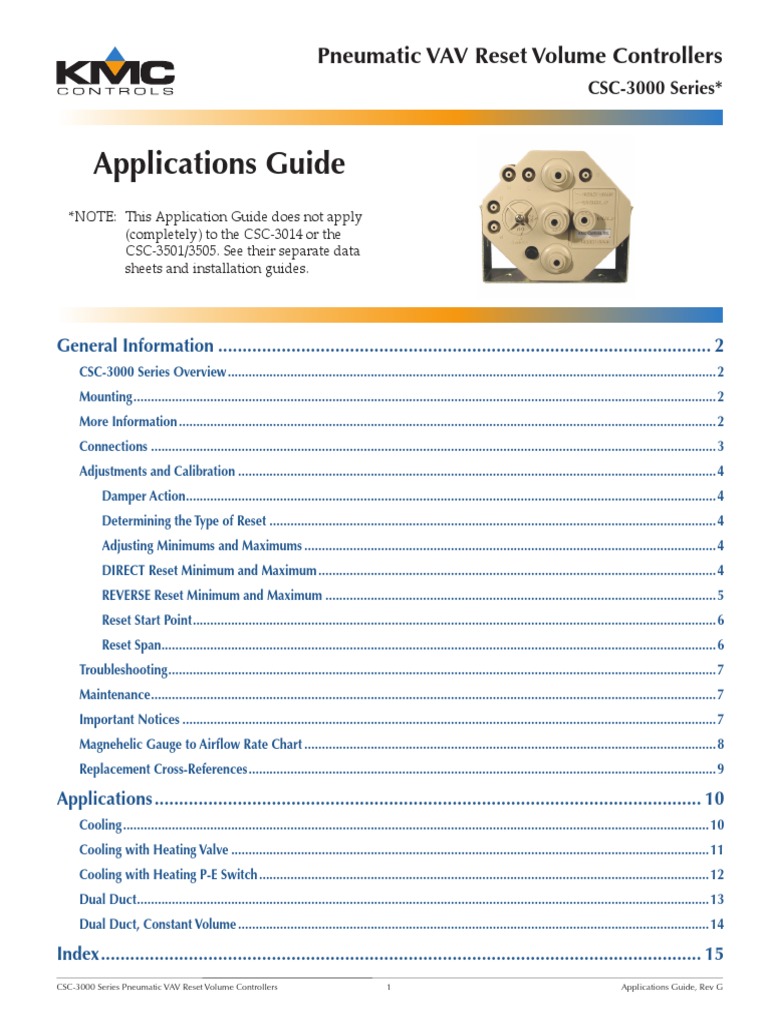 Applications Guide: Pneumatic VAV Reset Volume Controllers | PDF ...
