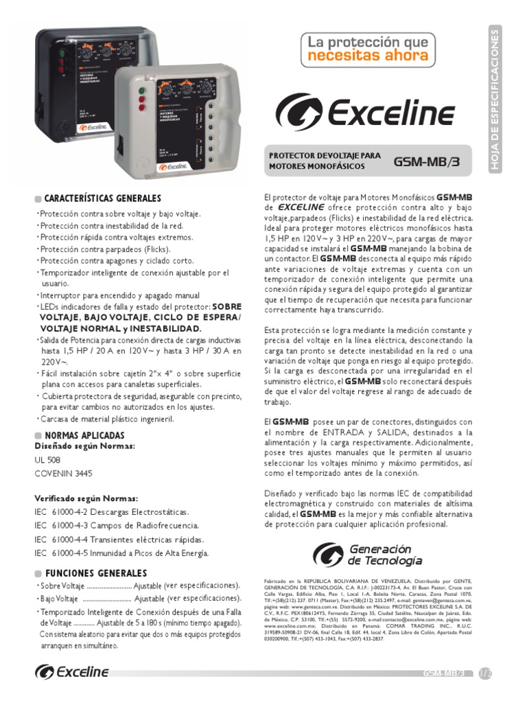 Protector Exceline. GSM-M | PDF | Ingenieria Eléctrica | Electrónica