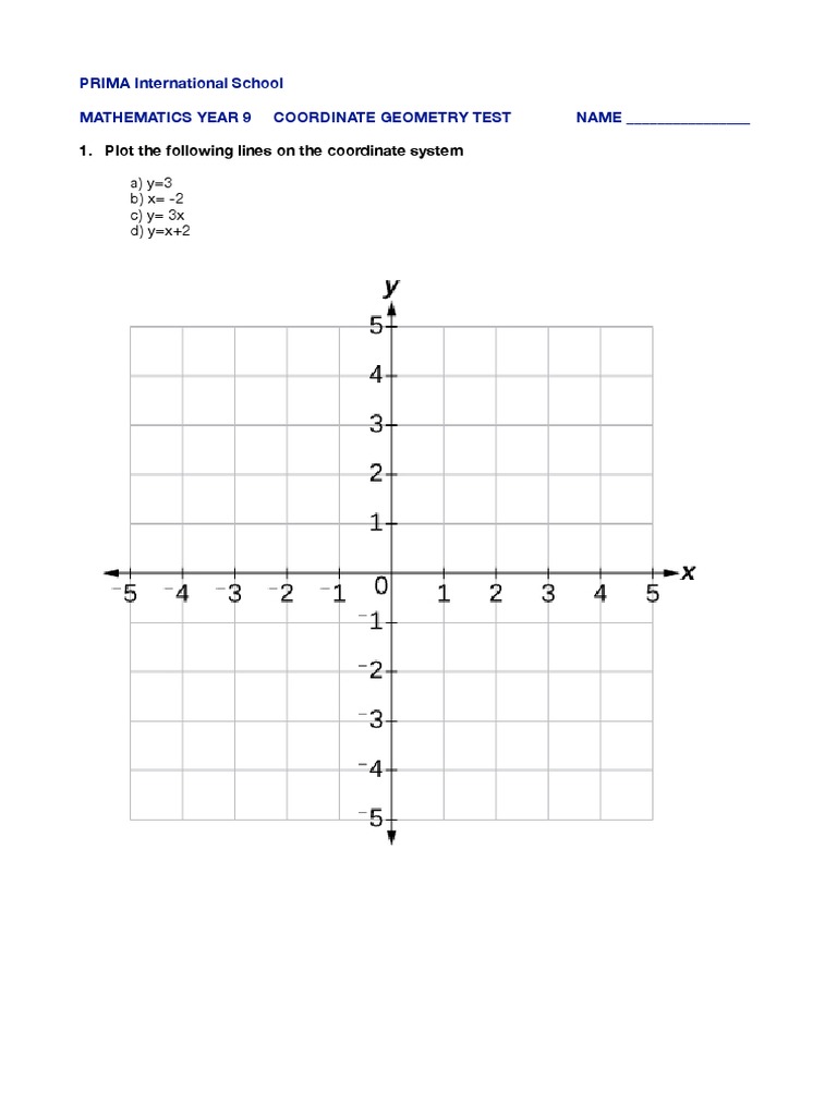 Y9 Coordinate Geometry Test Version 1 | PDF | Teaching Methods ...