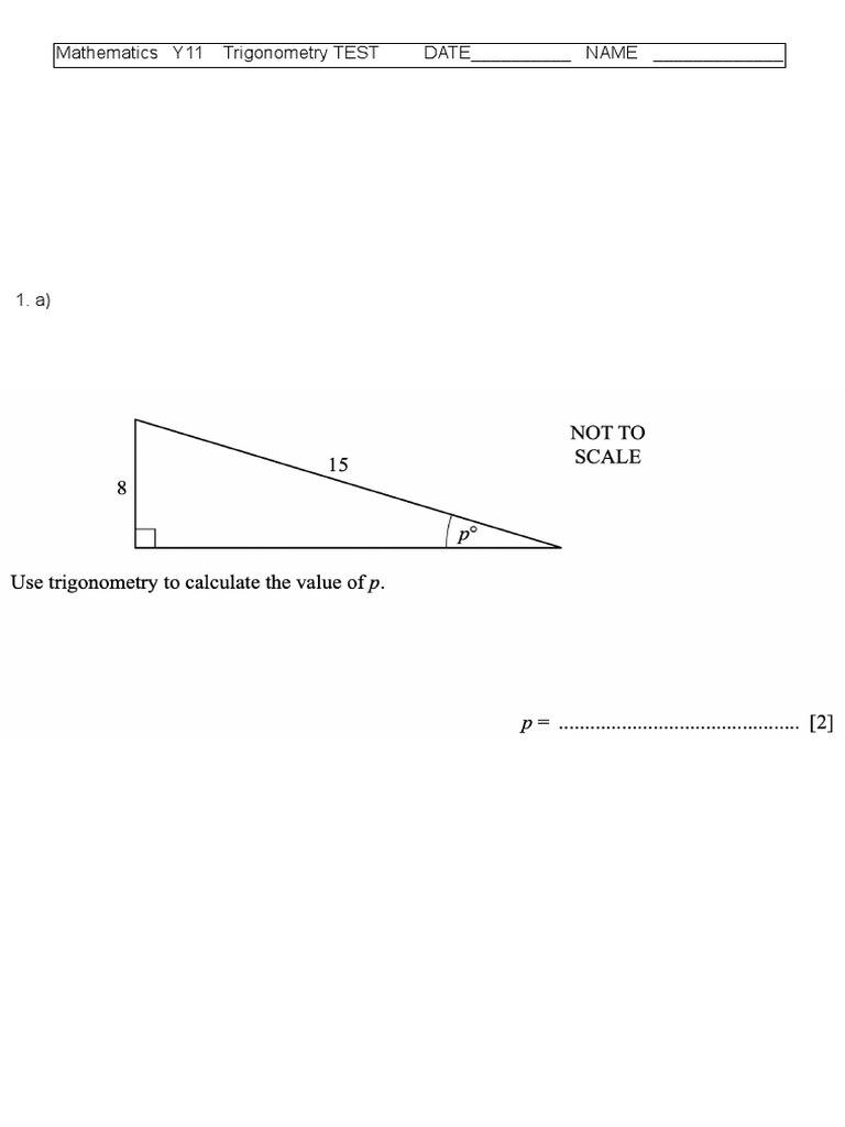 Y11 Trigonometry TEST | PDF