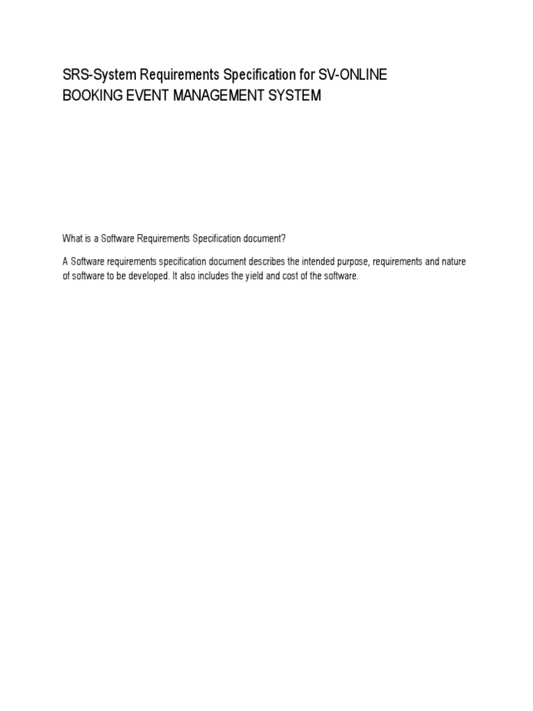 Srs Event Management System | PDF | Databases | Operating System