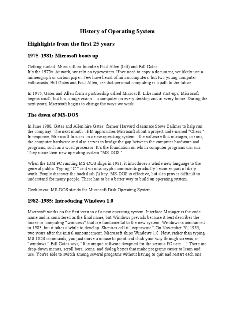 History of Operating System | PDF | Windows Xp | Microsoft Windows