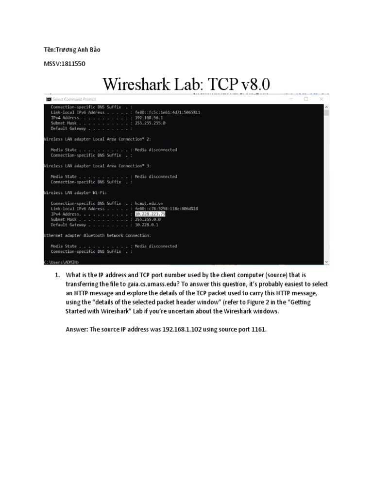 Wireshark Lab: TCP v8.0 | PDF | Transmission Control Protocol | Port (Computer Networking)