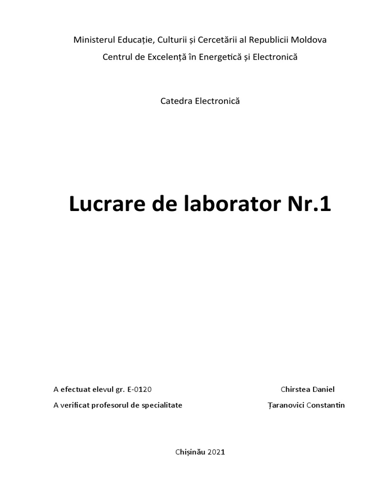 DE Lucrarea de Laborator NR 1 | PDF