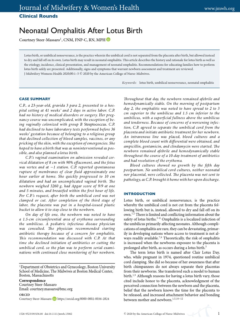 Neonatal Omphalitis After Lotus Birth | PDF | Childbirth | Health Care