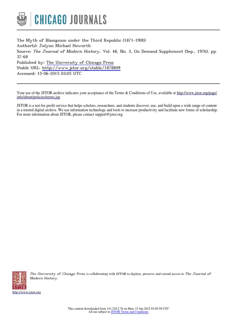 Myth of Blanquism Under The Third Republic | PDF | Karl Marx | Communism