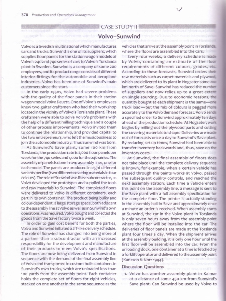 Case 2 Volvo-Sunwind | PDF | Supply Chain | Business Process Management