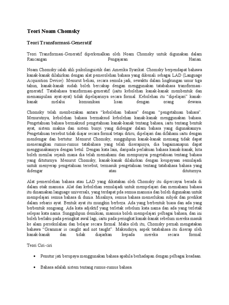 Teori Noam Chomsky | PDF