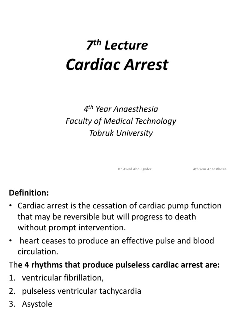 Cardiac Arrest | PDF | Cardiopulmonary Resuscitation | Myocardial ...