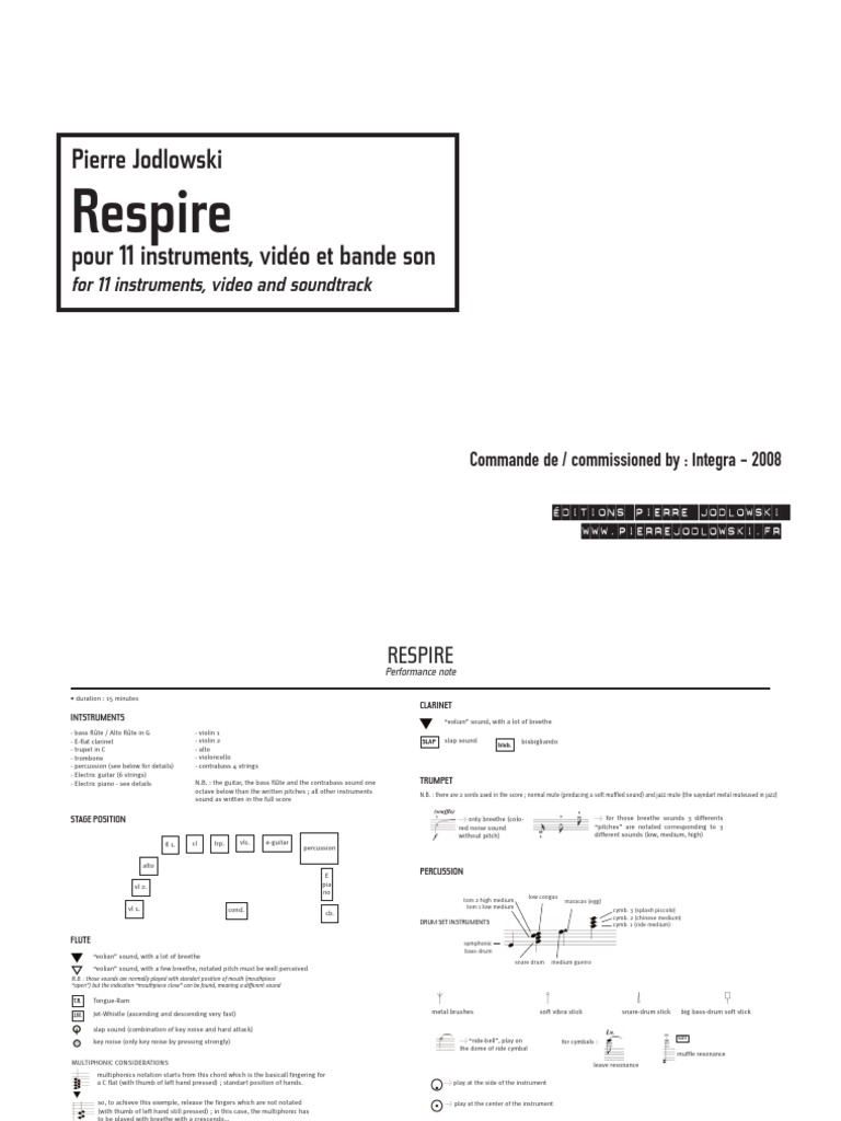 Respire: Pierre Jodlowski | PDF | Musical Instruments | Music Technology