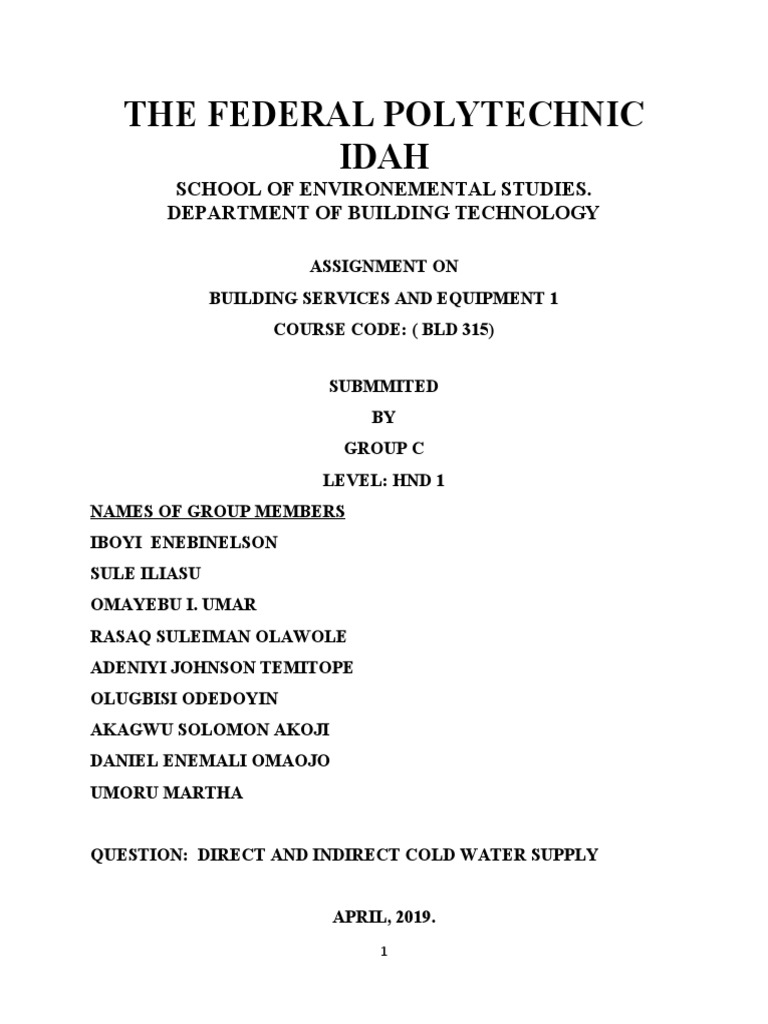 Direct and Indirect Cold Water Supply System | PDF | Tap (Valve ...