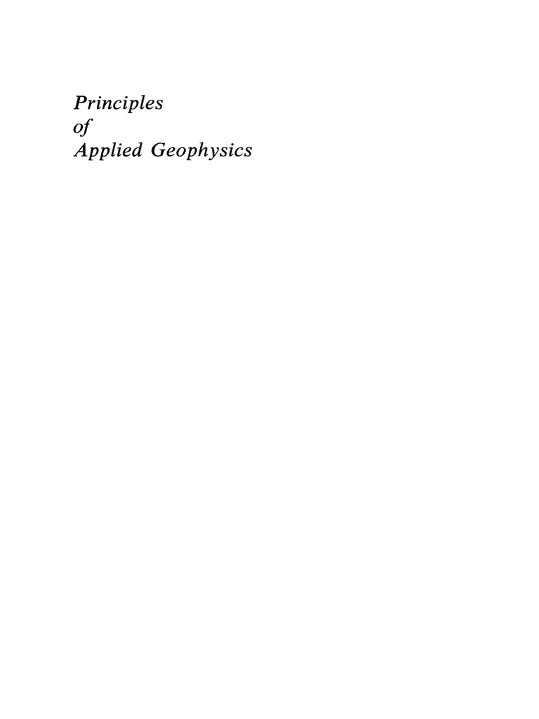 Principles of Applied Geophysics - 1986 Bookmatter | PDF ...