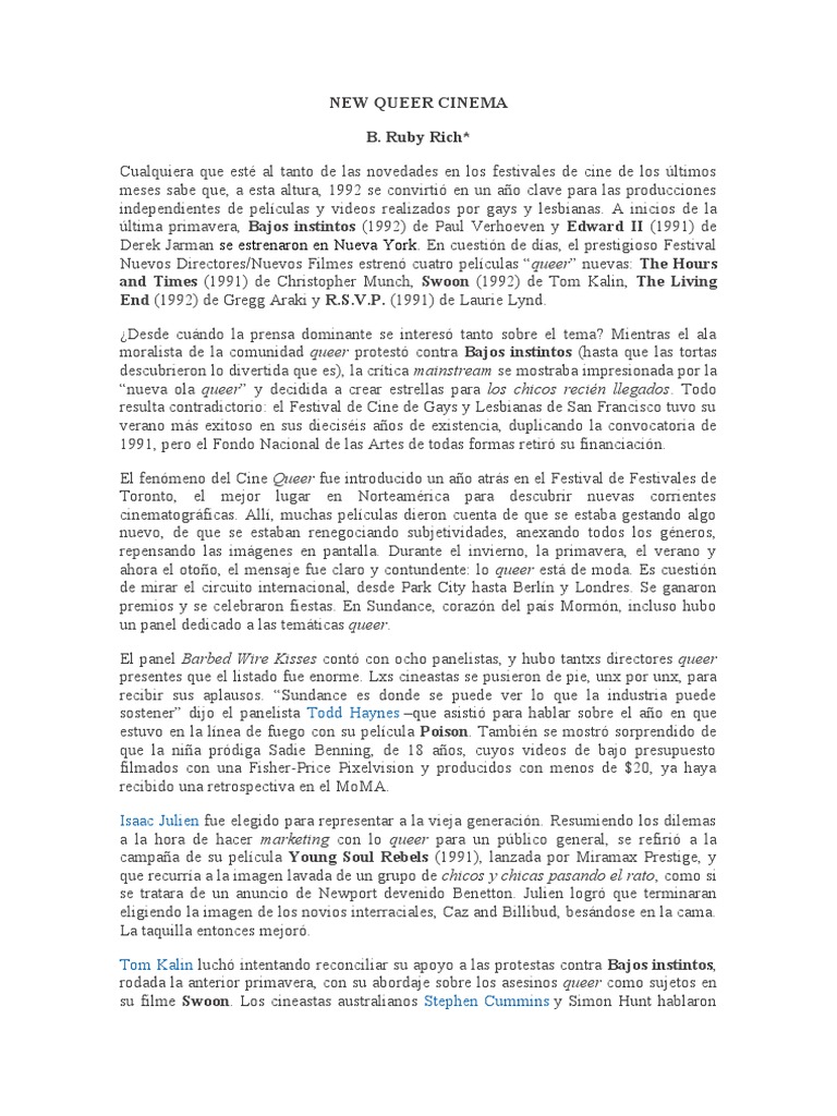 B. Ruby Rich - New Queer Cinema | PDF | Lesbianas | Queer