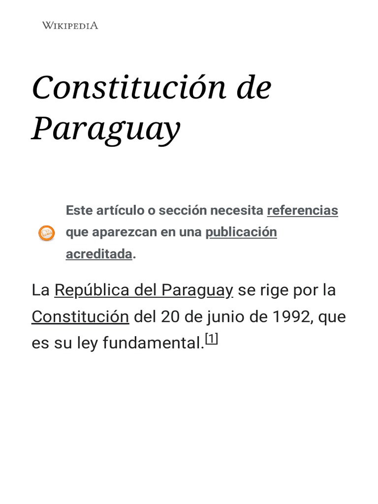 Constitución de Paraguay - Wikipedia, La Enciclopedia Libre | PDF ...