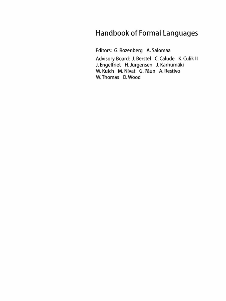 Handbook of Formal Languages | PDF | Regular Expression | Theory