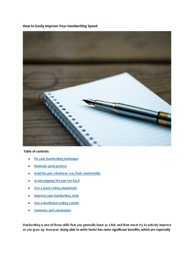 How To Easily Improve Your Handwriting Speed | PDF | Shorthand | Hand