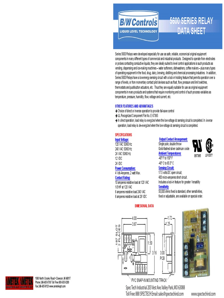 5600 Series Relay Data Sheet: Other Features and Advantages | PDF ...