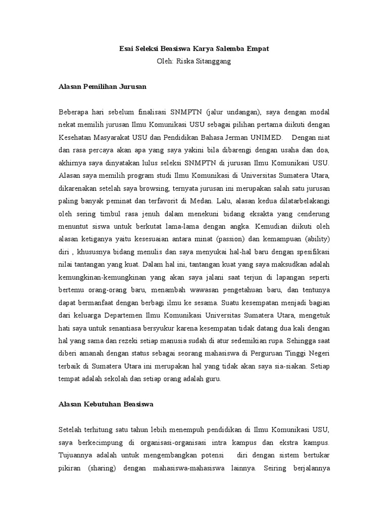 Essay Beasiswa 2 | PDF