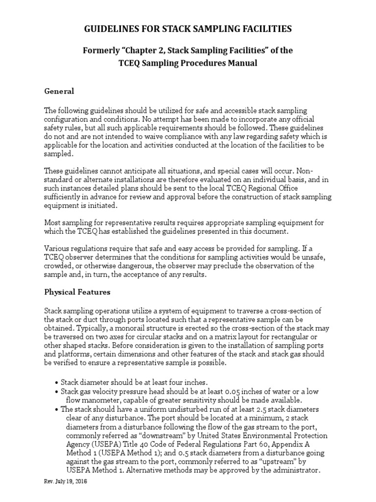 Guidelines For Stack Sampling Facilities Pdf Ac Power Plugs And