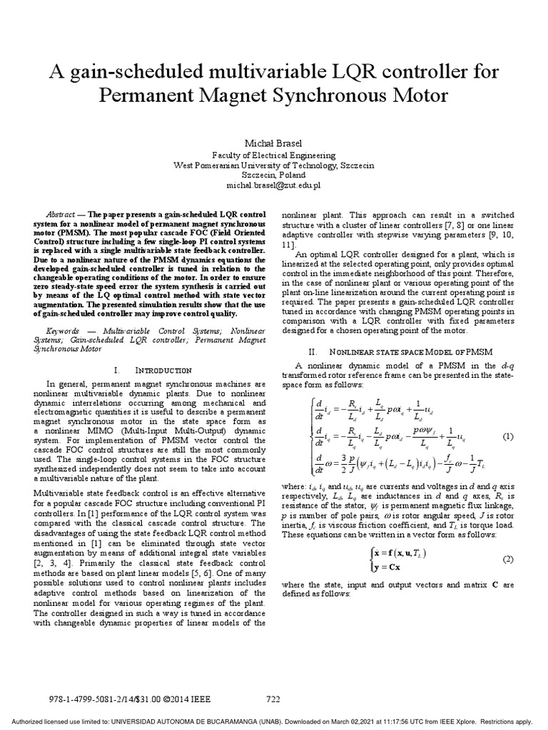 Motor Imán Permanente | PDF | Matrix (Mathematics) | Control Theory