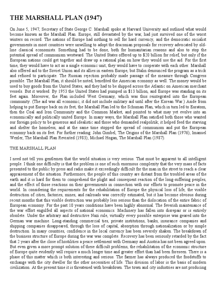 The Marshall Plan: US Aid to Rebuild Europe | PDF | Marshall Plan ...