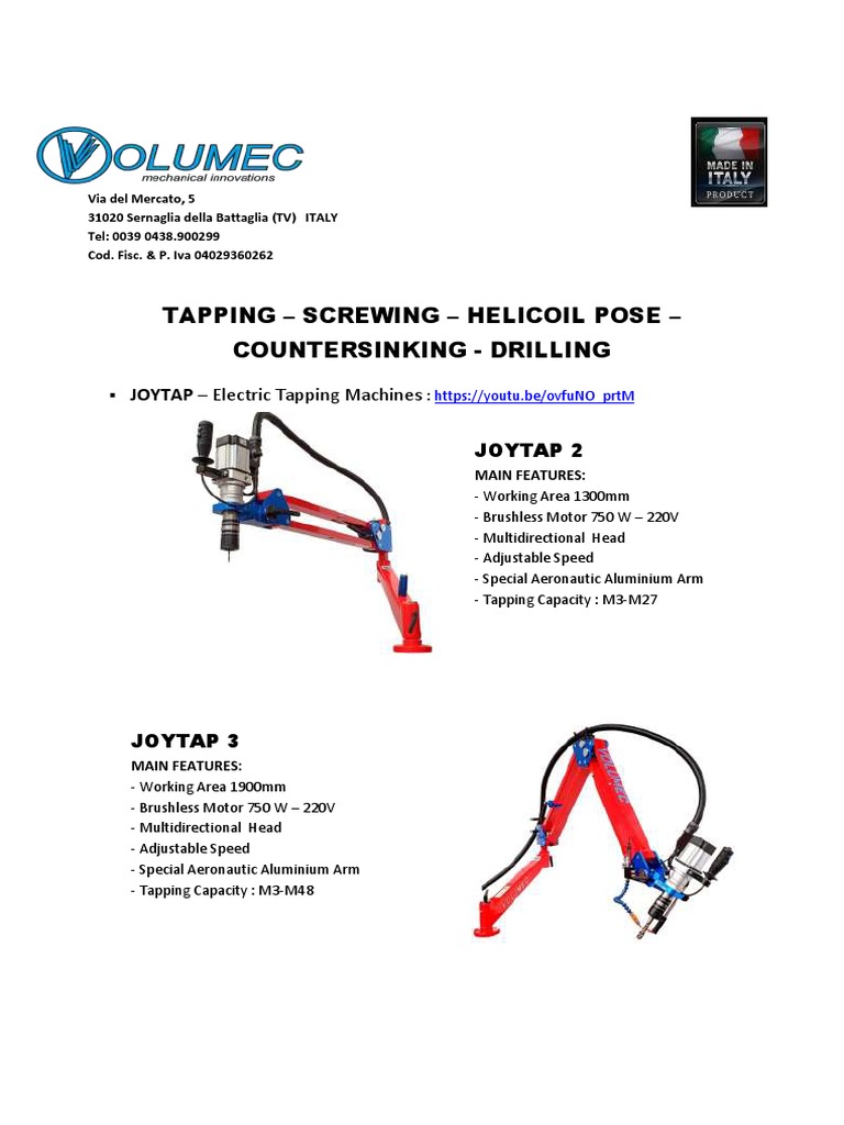 Tapping - Screwing - Helicoil Pose - Countersinking - Drilling | PDF ...