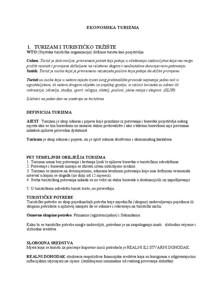 EKONOMIKA TURIZMA - Docx Verzija 1 | PDF