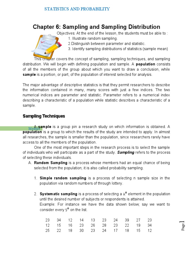 Chapter 6 Sampling Distribution | PDF | Sampling (Statistics) | Standard Deviation